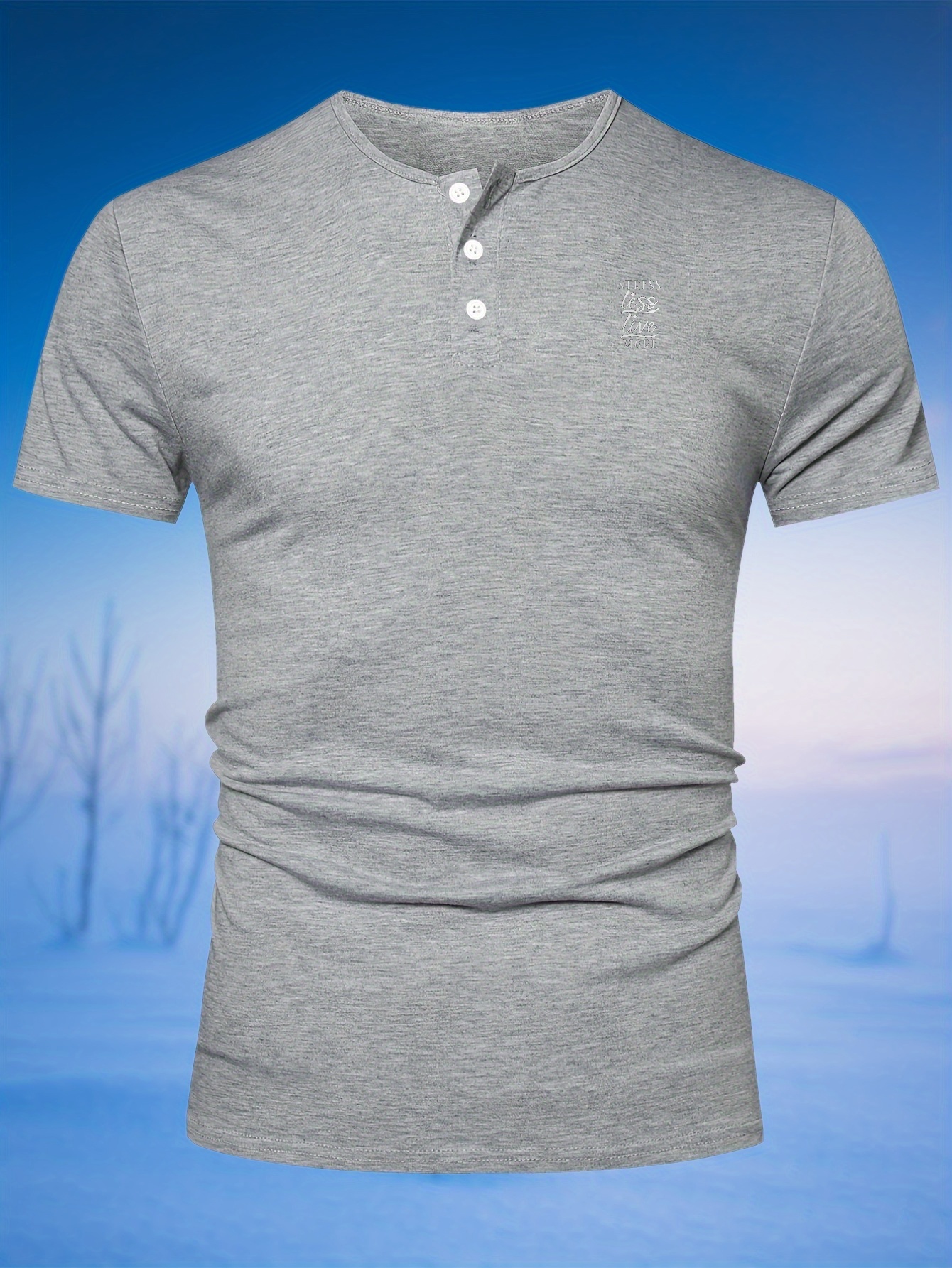 Plus Size Printed Henley Shirt Men's Casual Stretch Short - Temu South Africa