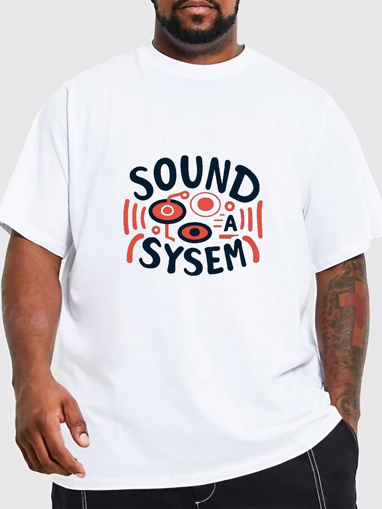 Plus Size Sound System Print T shirt Men Stylish Short - Temu Canada