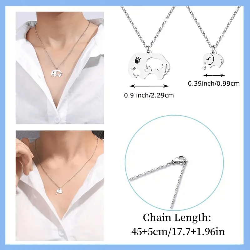 Matching Elephants Pendant Necklaces Gift Card Creative - Temu Australia