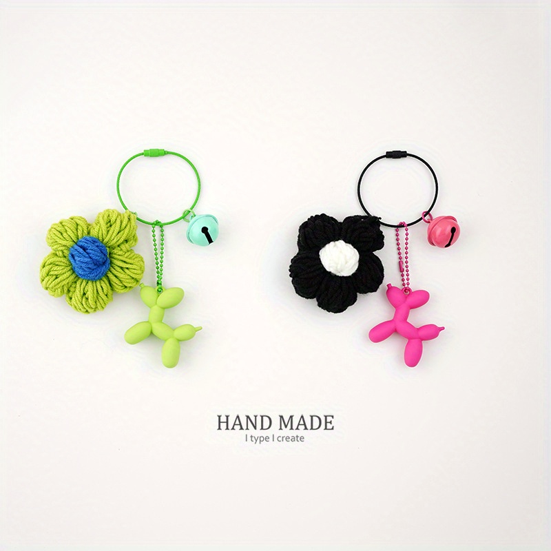 Crochet Flower Balloon Puppy Keychain Cute Animal Key Chain - Temu ...