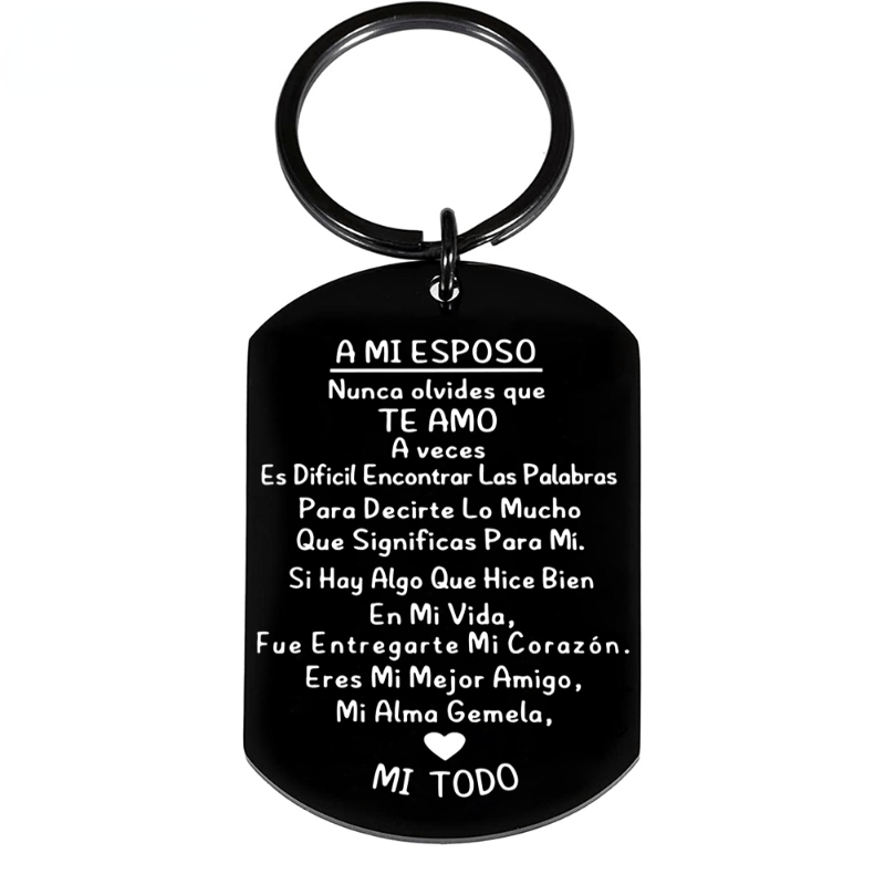 Stainless Steel Keychain Pendant Spanish Verse Key Ring - Temu Canada