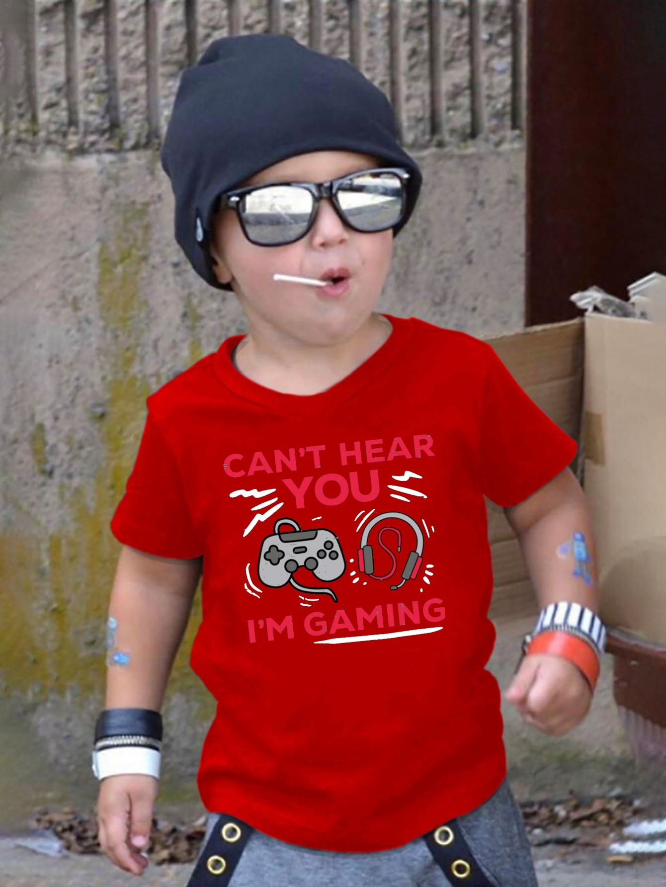 't Hear 'm Gaming Print T shirt Kids Casual Short Sleeve Top - Temu ...