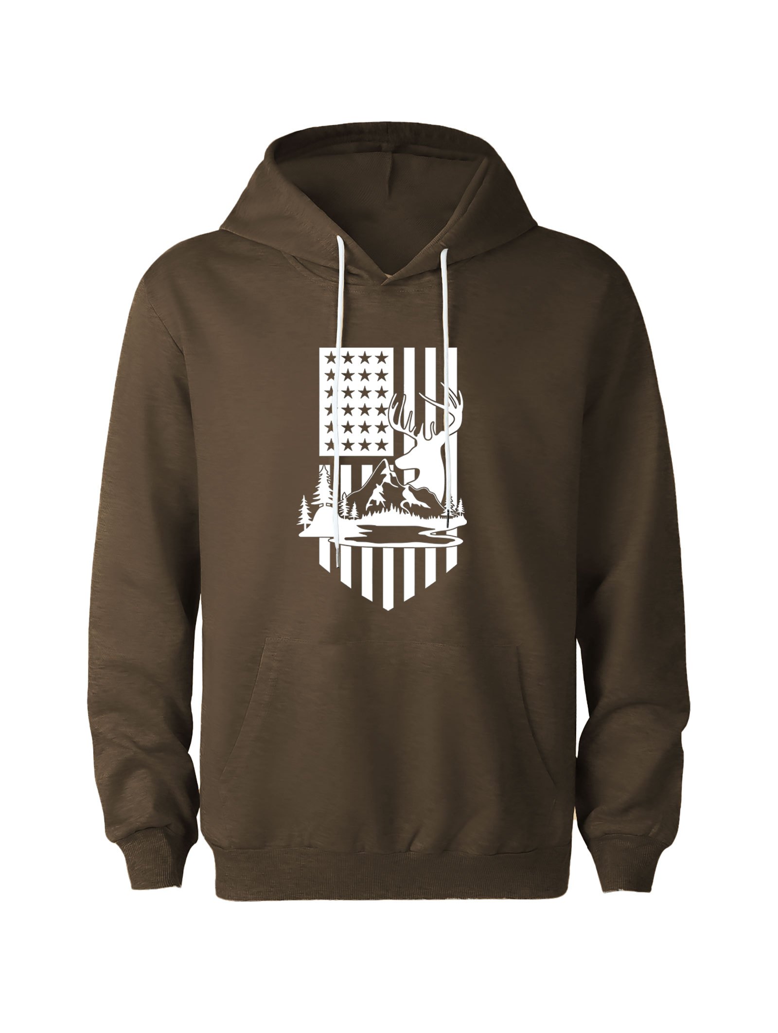 Deer American Flag Print Kangaroo Pocket Hoodie Casual Long - Temu ...