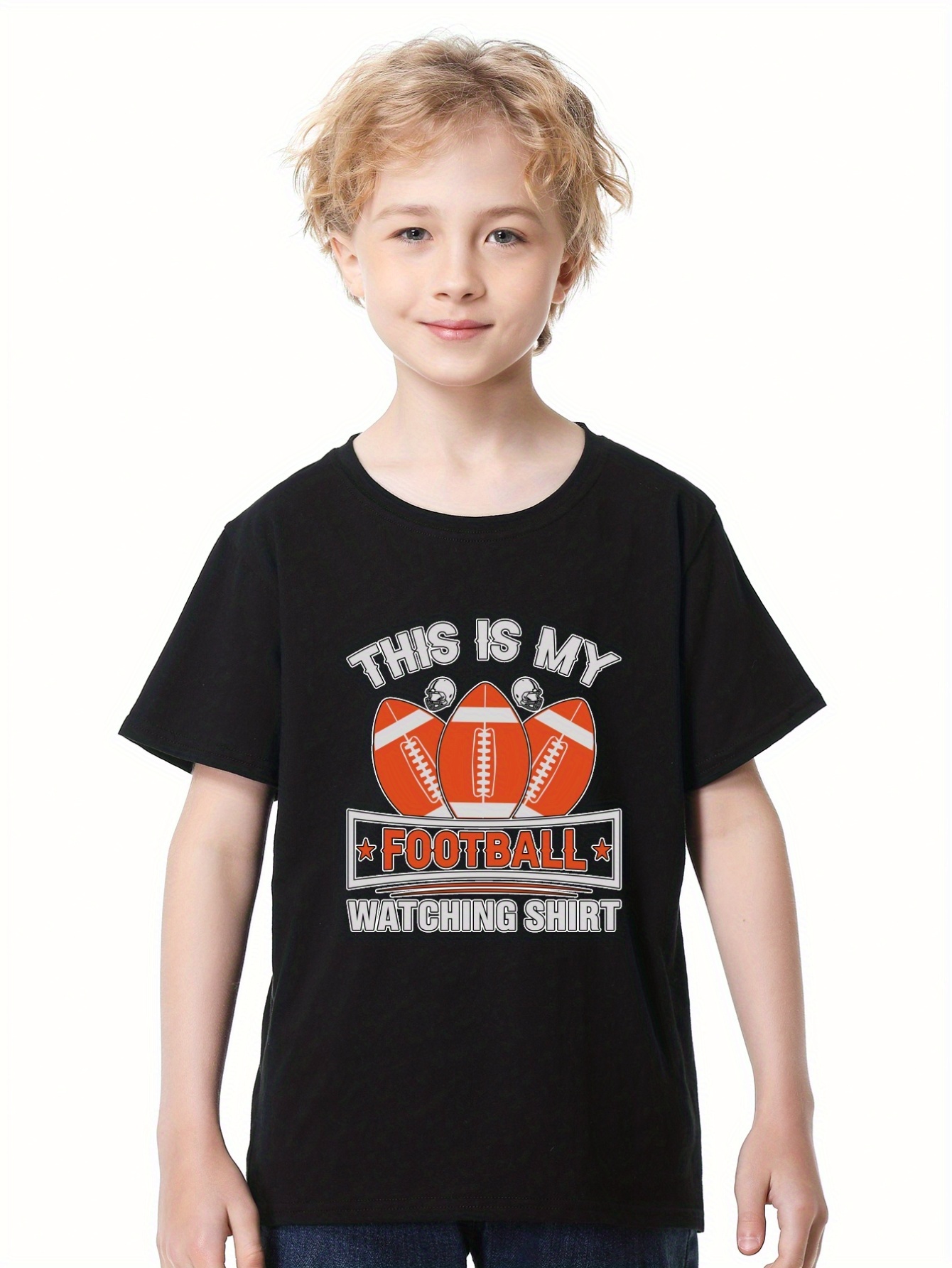Boys Meaningful T shirt Football Watching Shirt Letter Print - Temu Australia