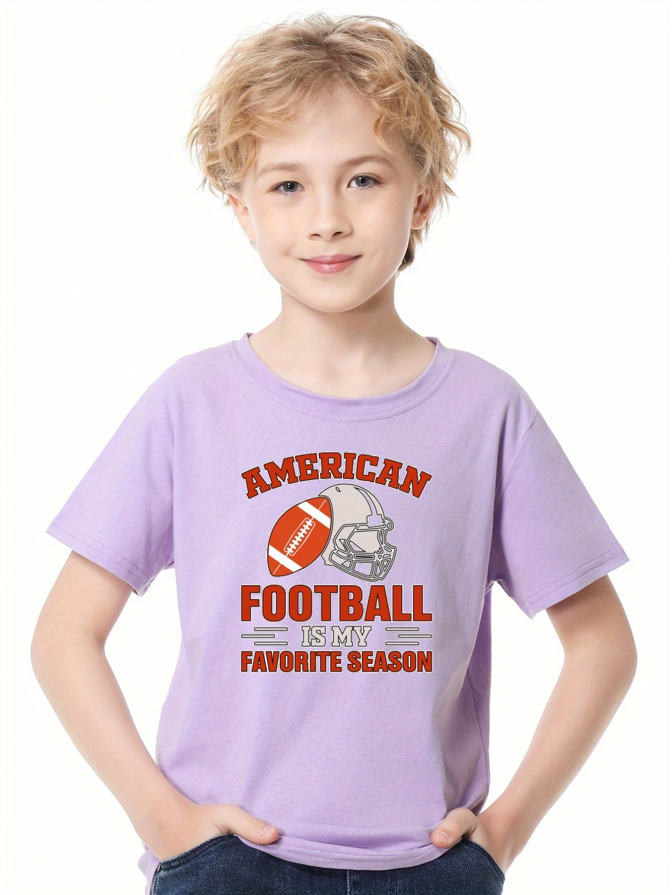 American Football Favorite Season Letter Print T shirts Boys - Temu South Africa