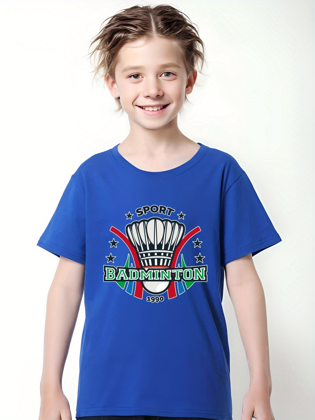Boys Creative T shirt Badminton Print Casual Lightweight - Temu Australia