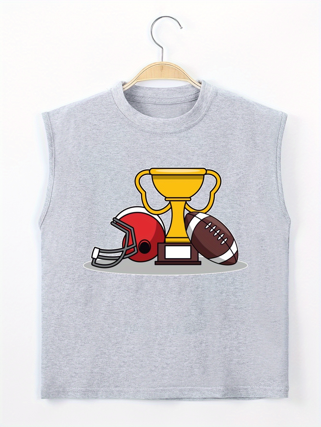 Cartoon Rugby Trophy Print Boys Creative Tank Tops Casual - Temu Ireland