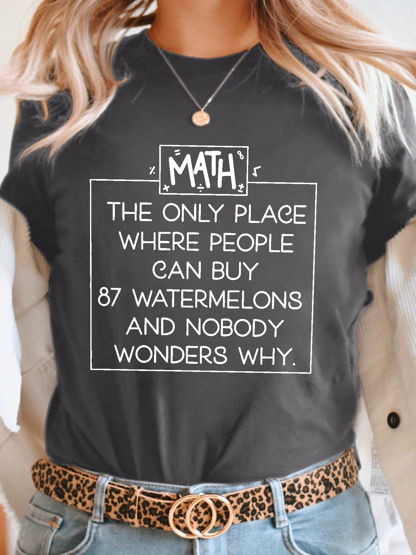 Math Print T shirt Short Sleeve Crew Neck Casual Top Summer - Temu ...