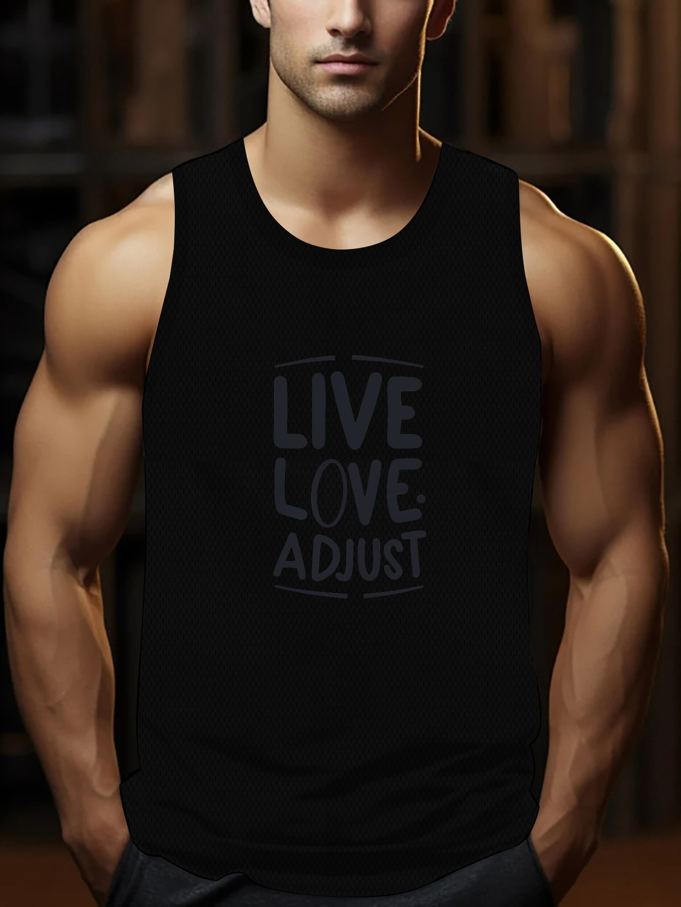 Plus Size Live Love Adjust Print Men's Quick dry Tank Top - Temu New ...