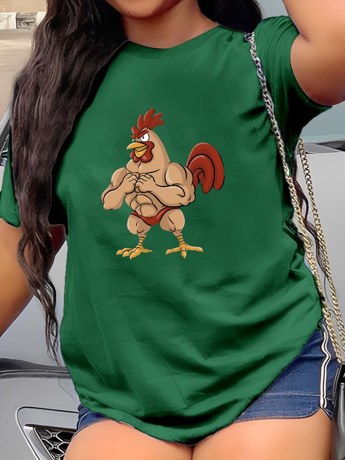 chicken print t shirt short sleeve crew neck casual top - Temu United ...
