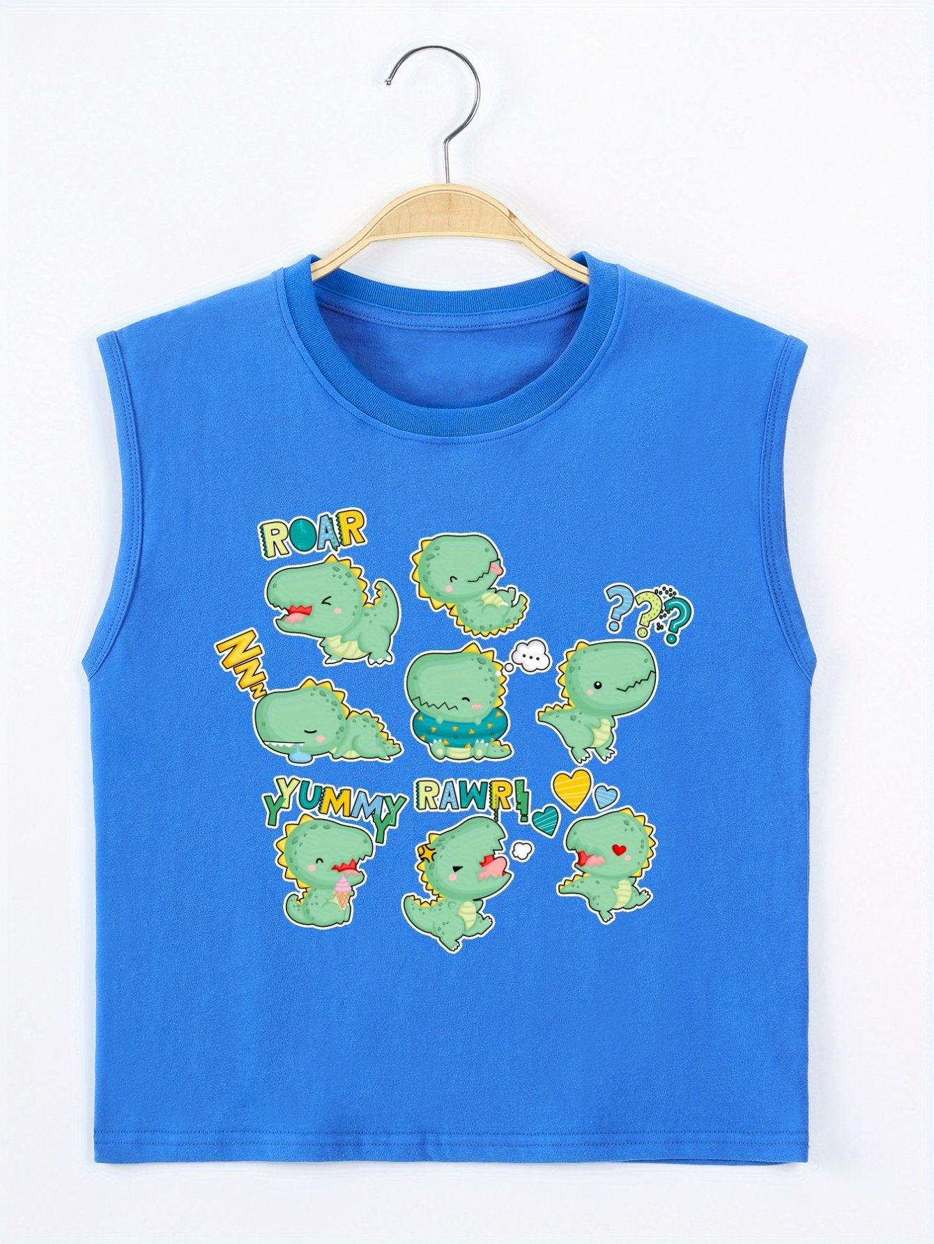 Adorable Cartoon Dinosaur Print Boy's Sleeveless Tank Tops - Temu Australia