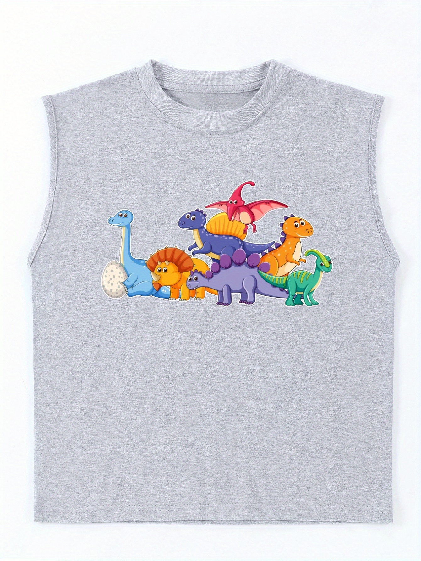 Cartoon Dinosaur Print Boy's Sleeveless Tank Tops Comfy - Temu New Zealand