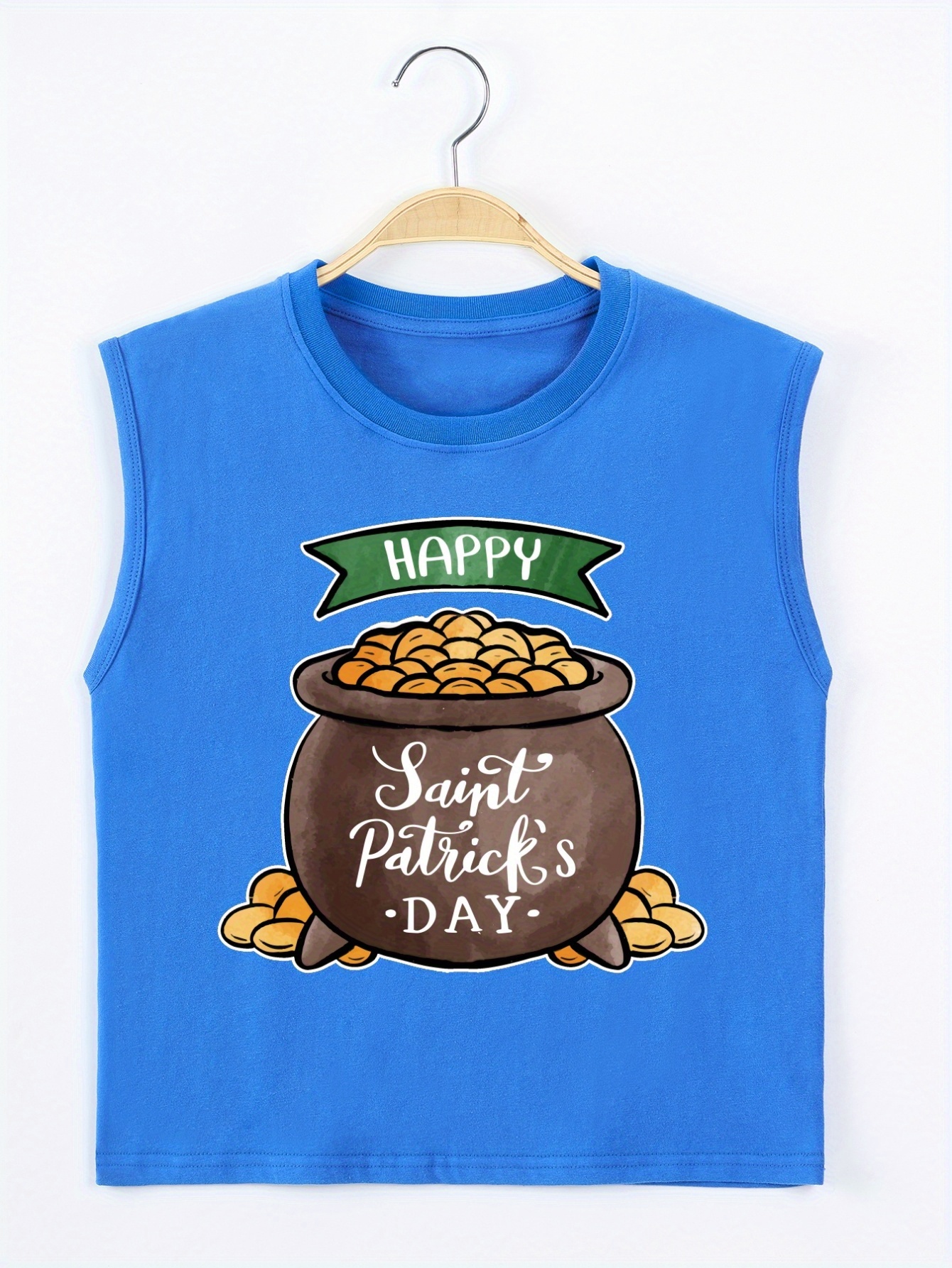 St. Patrick's Day Cartoon Gold Print Boys Creative Tank Tops - Temu Ireland