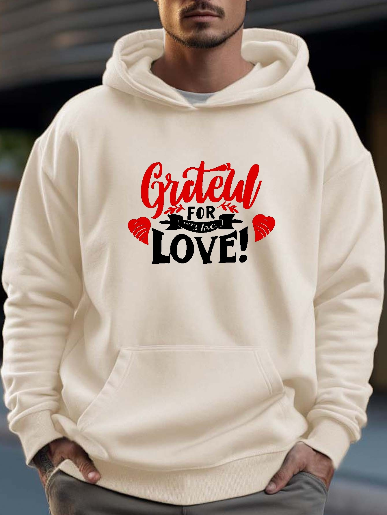 Letter Print Kangaroo Pocket Hoodie Casual Long Sleeve - Temu Canada