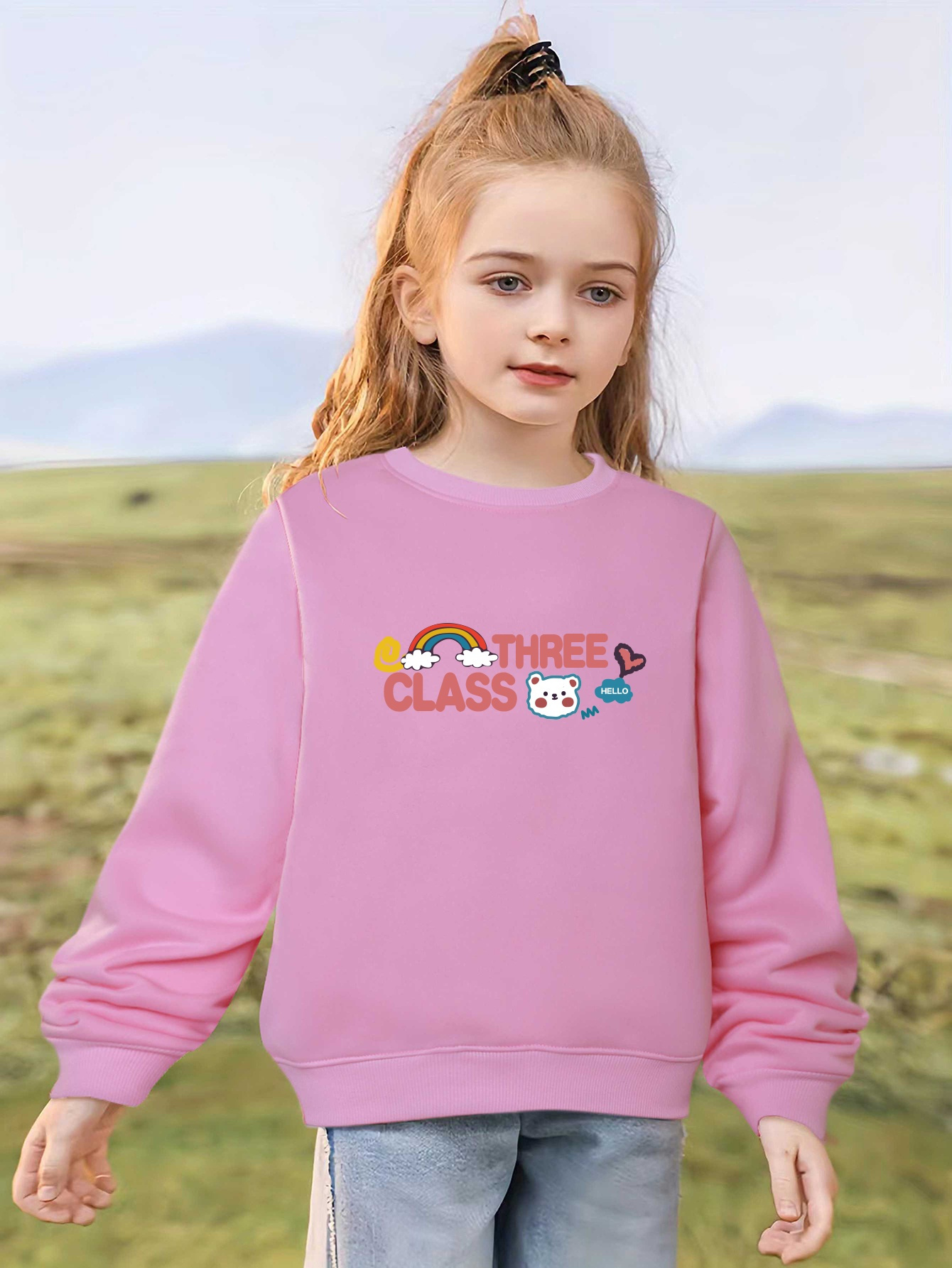 girls class three graphic pattern crew neck sweatshirt - Temu Ireland