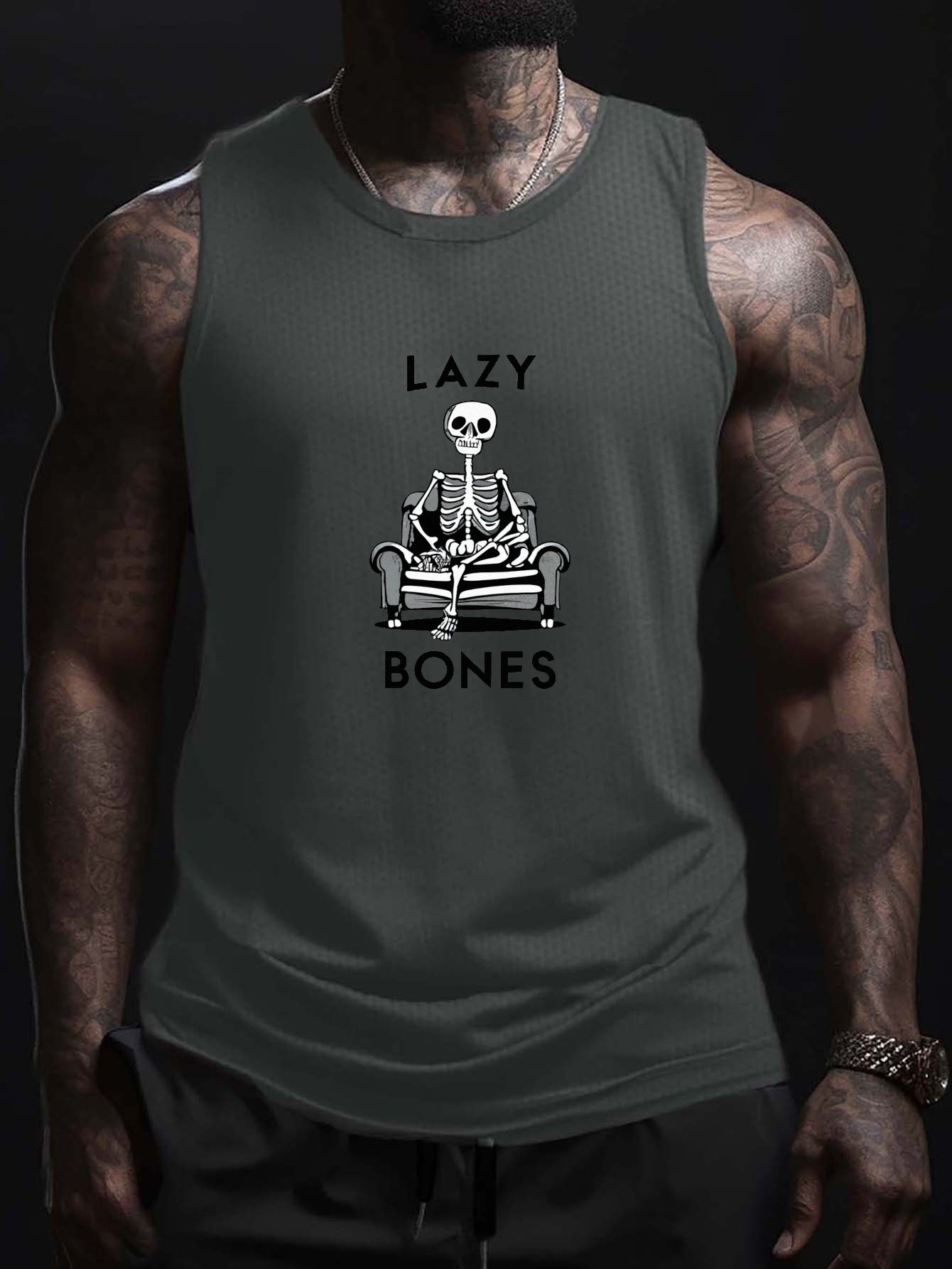 Skeleton Print Men's Trendy Sleeveless Tank Tops Comfy - Temu Ireland
