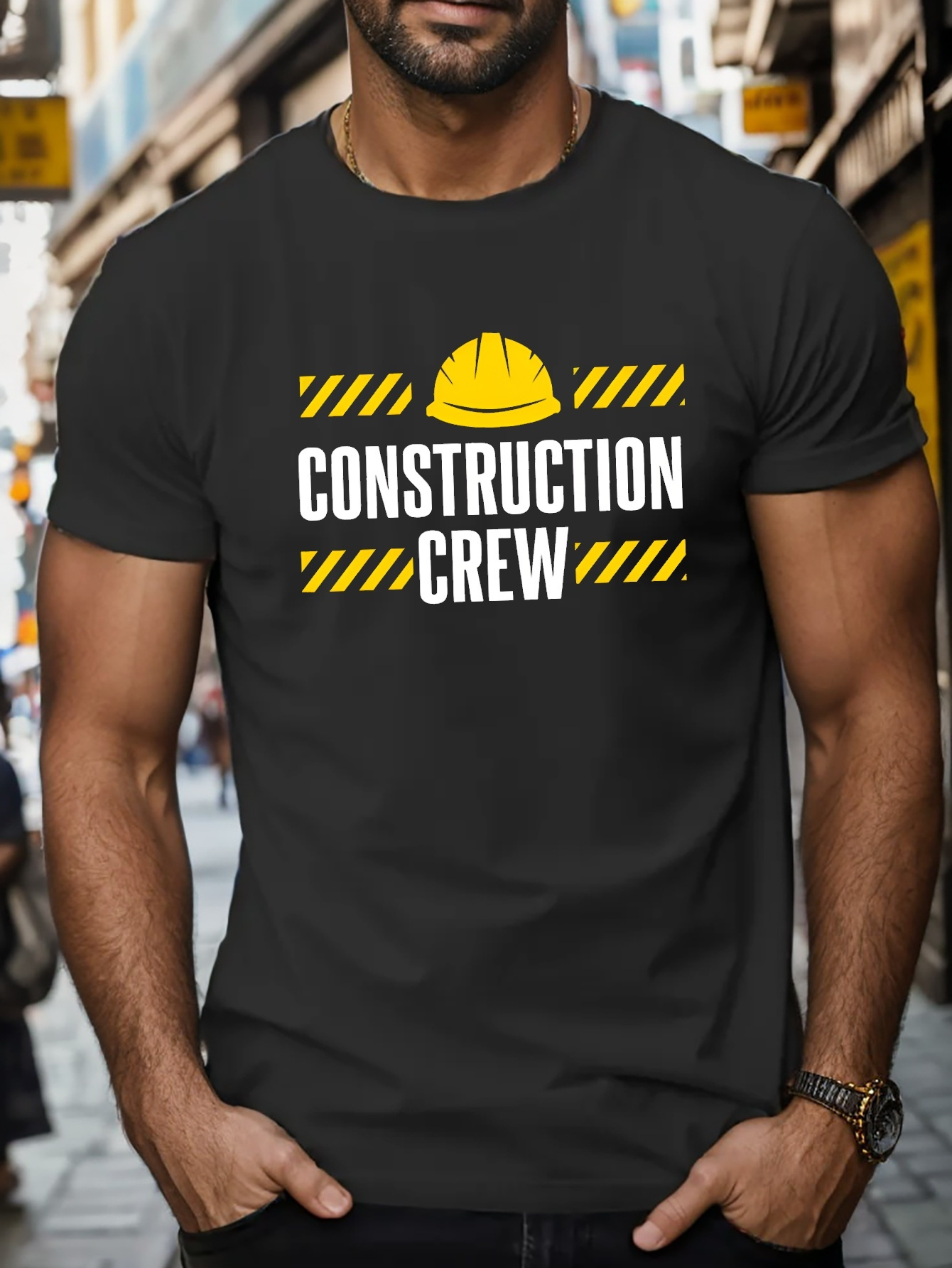 Construction Crew Print T Shirt Tees Men Casual Short Sleeve - Temu Ireland