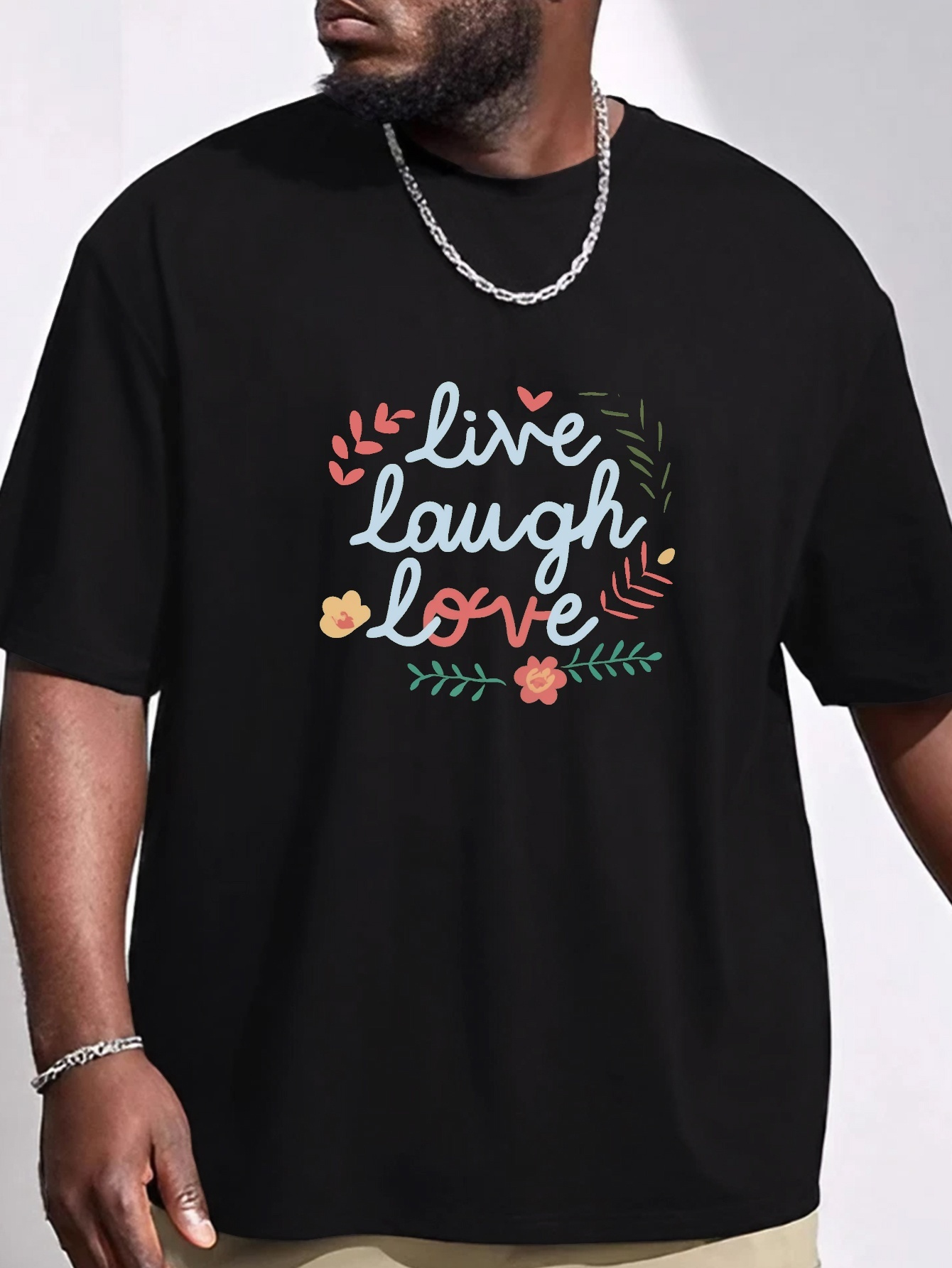 Plus Size Live Laugh Love Print Men's Short Sleeve T shirts - Temu ...