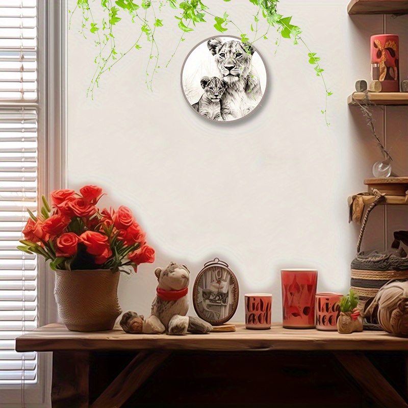 Round Aluminum Sign Metal Tin Sign Lion Fun Logo Vintage - Temu Canada