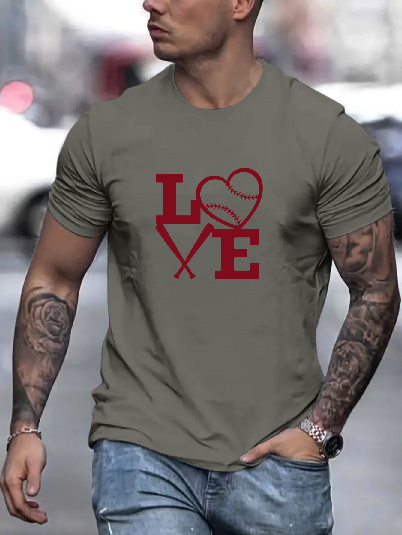 love letter print mens short sleeve crew neck t shirts comfy - Temu Ireland