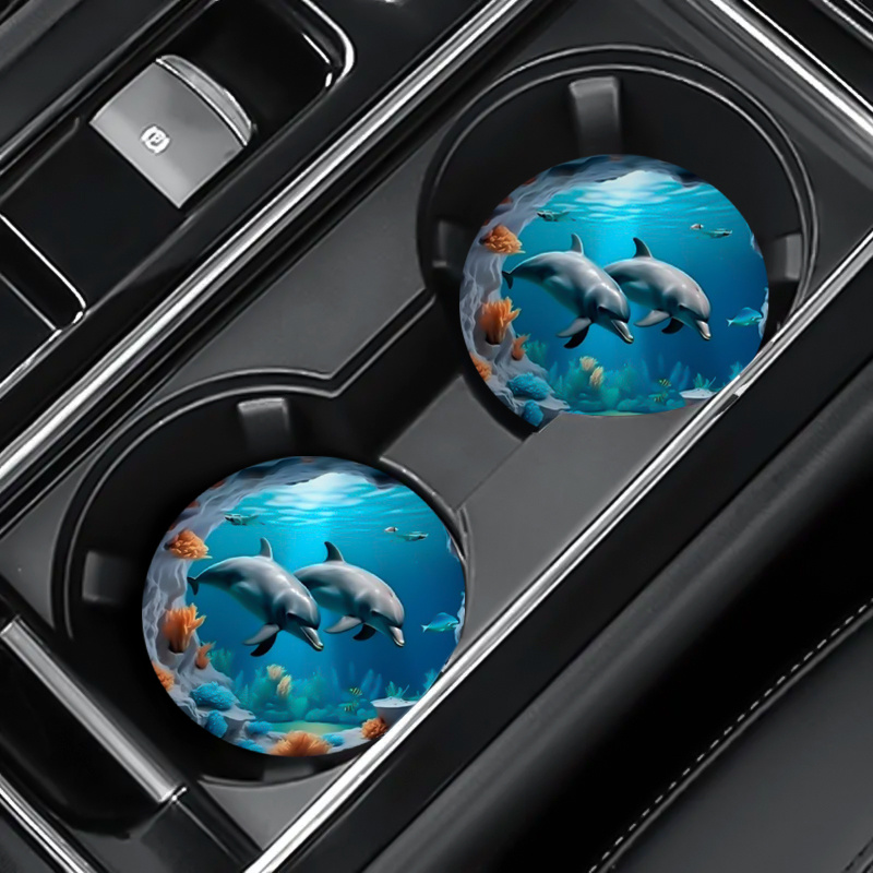 Blue Pattern Coaster Circular Faux Leather Table - Temu Ireland