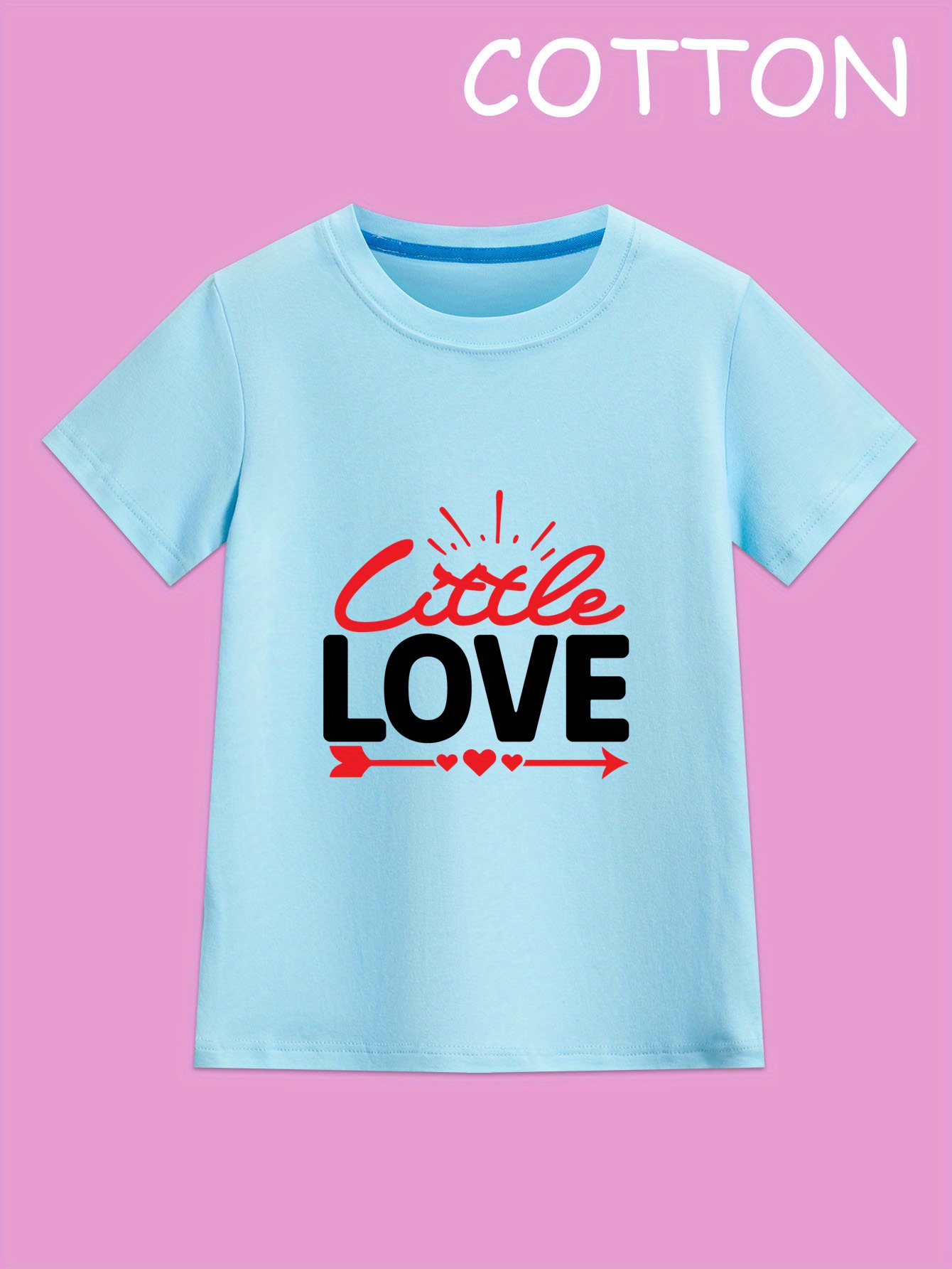 Girl s Cotton T shirt Little Love Print Valentine s Day - Temu Australia