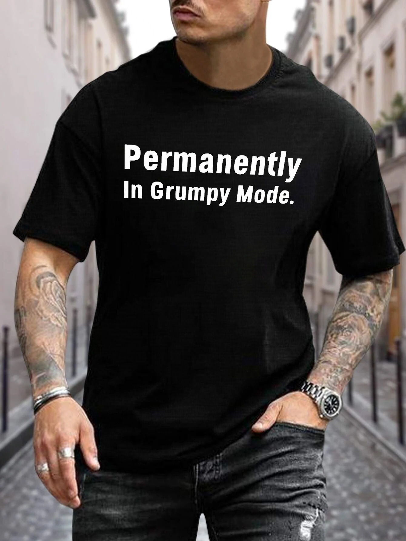 men's casual crew neck t shirt "permanently in mode" - Temu Australia
