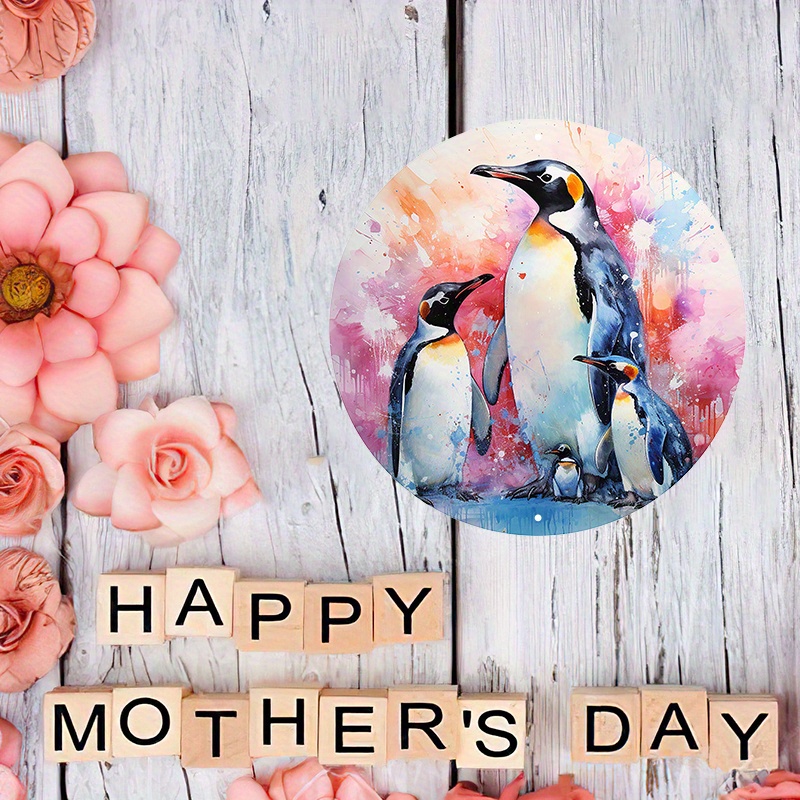 Round Aluminum Sign Metal Sign Penguin Wall Decor Home - Temu Australia