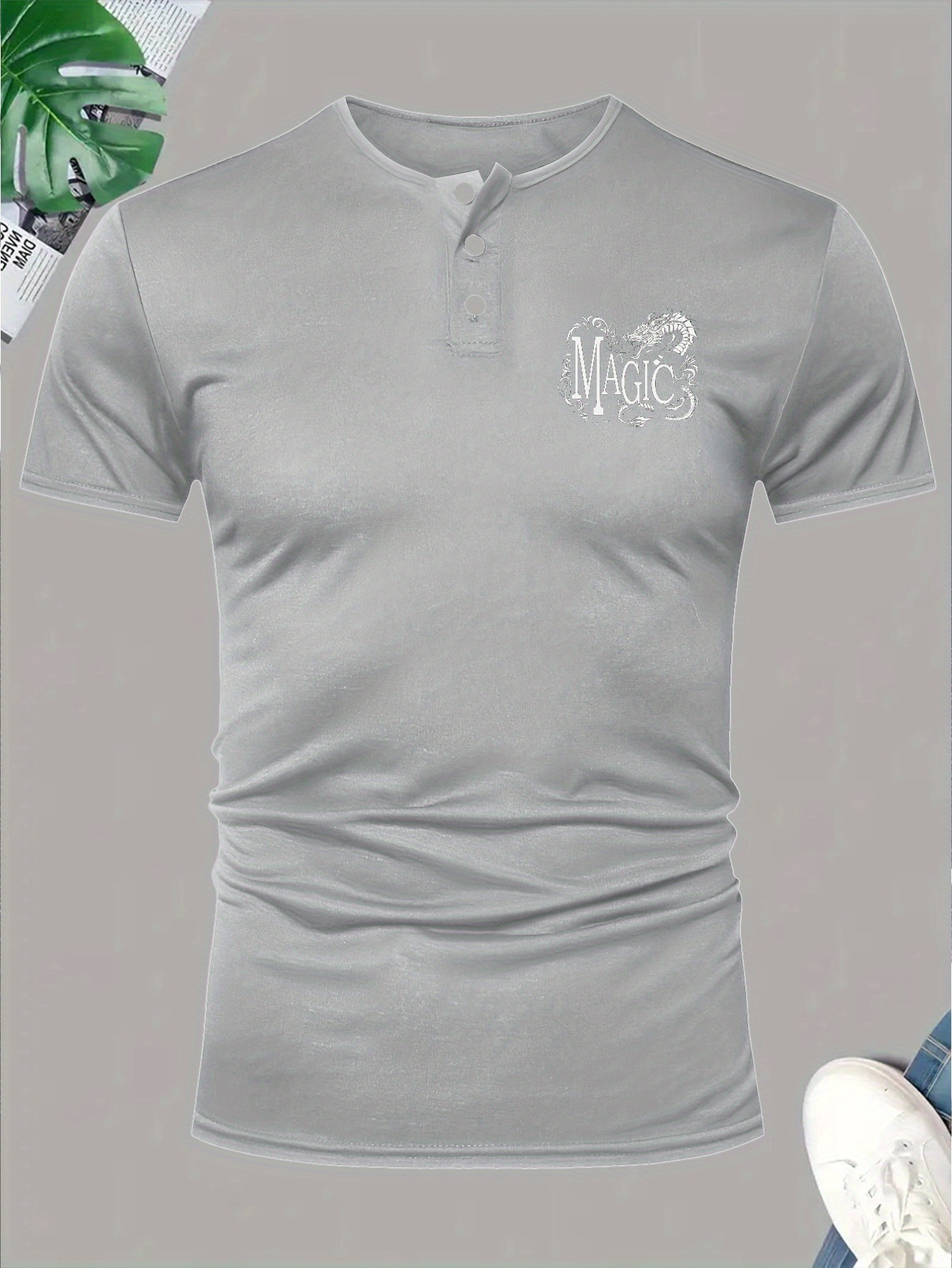 Plus Size Men's Henley Shirts Magic Print Short Sleeve - Temu New Zealand