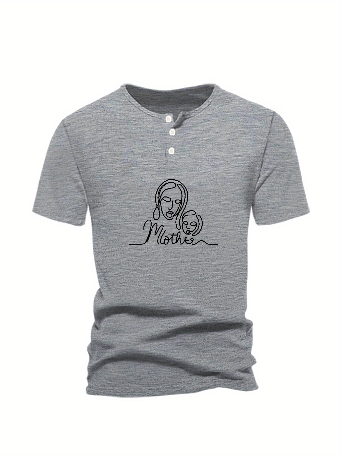 Plus Size Men's Anime Mother Print Henley Shirt Summer - Temu Ireland