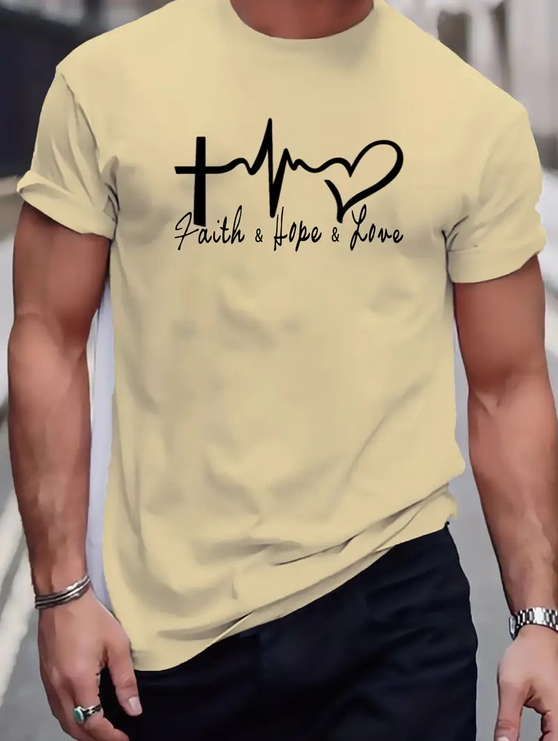 Plus Size Heart Beat Print Mens Short Sleeve T Shirts Comfy Temu Canada