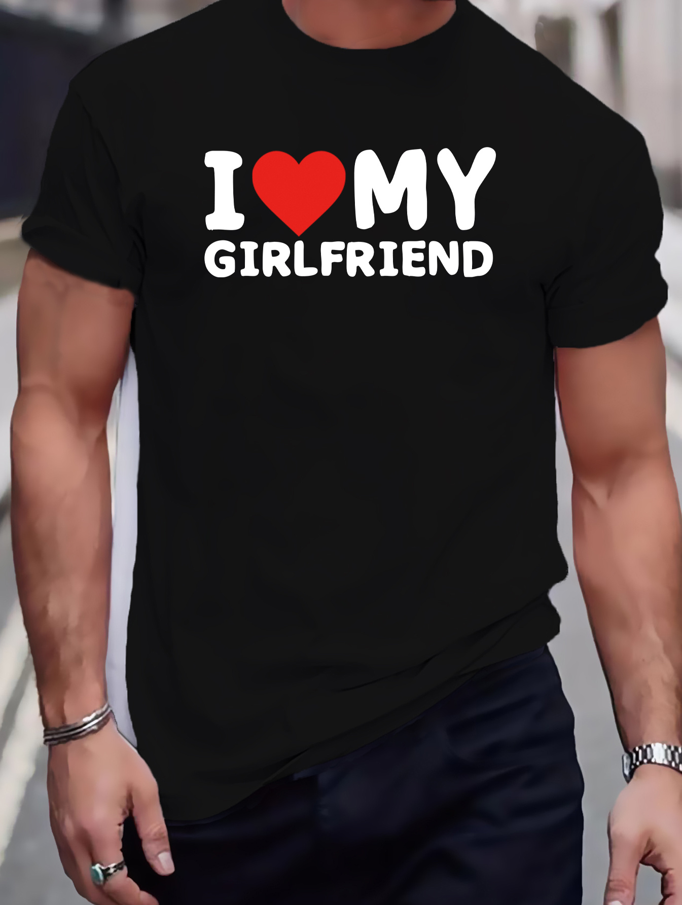 PLUS STØRRELSE I Love My Girlfriend Letter Print Kortærmede - Temu Denmark