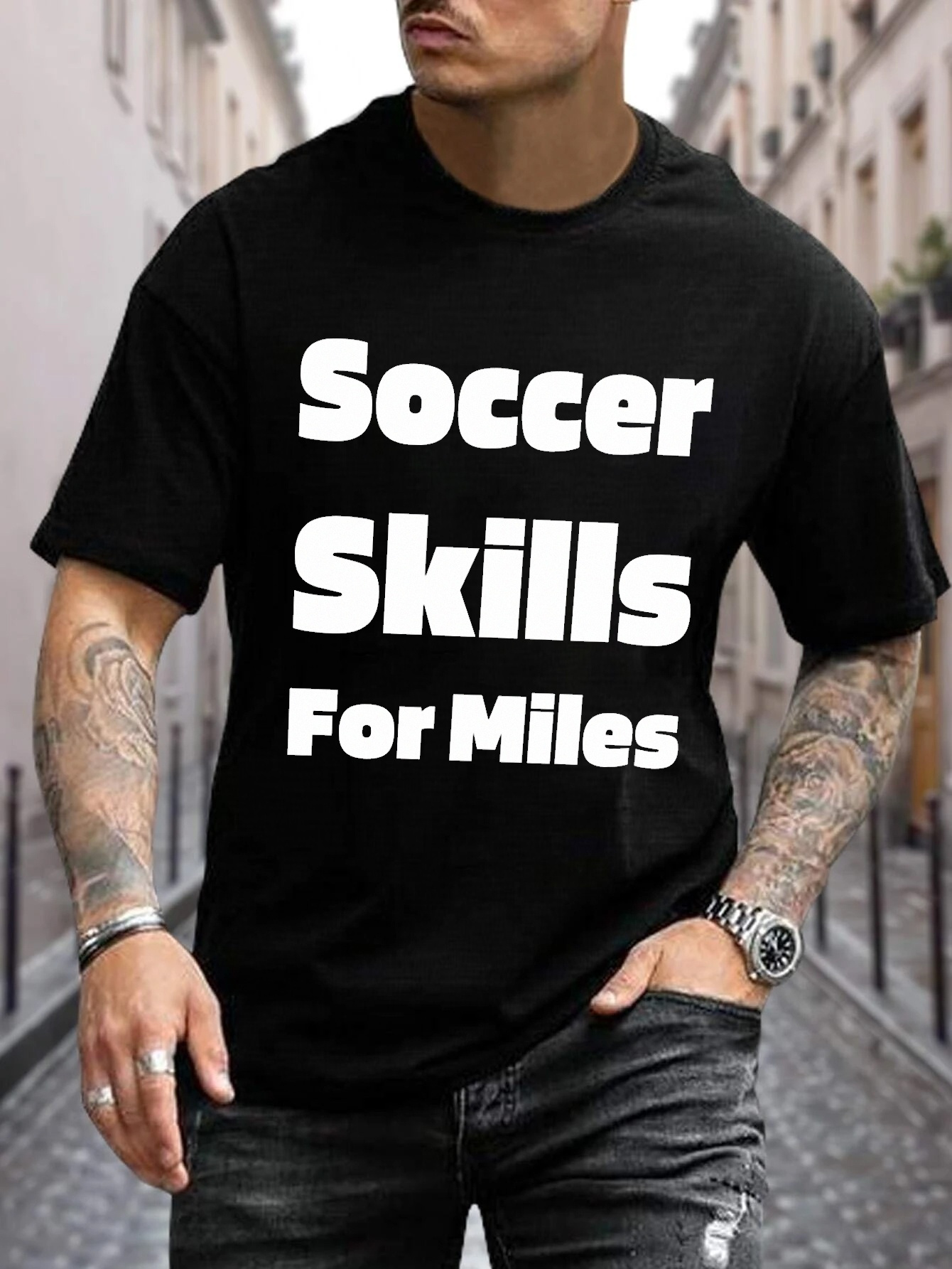 Plus Size Men's Soccer Skills Miles Graphic Print T shirt - Temu Ireland