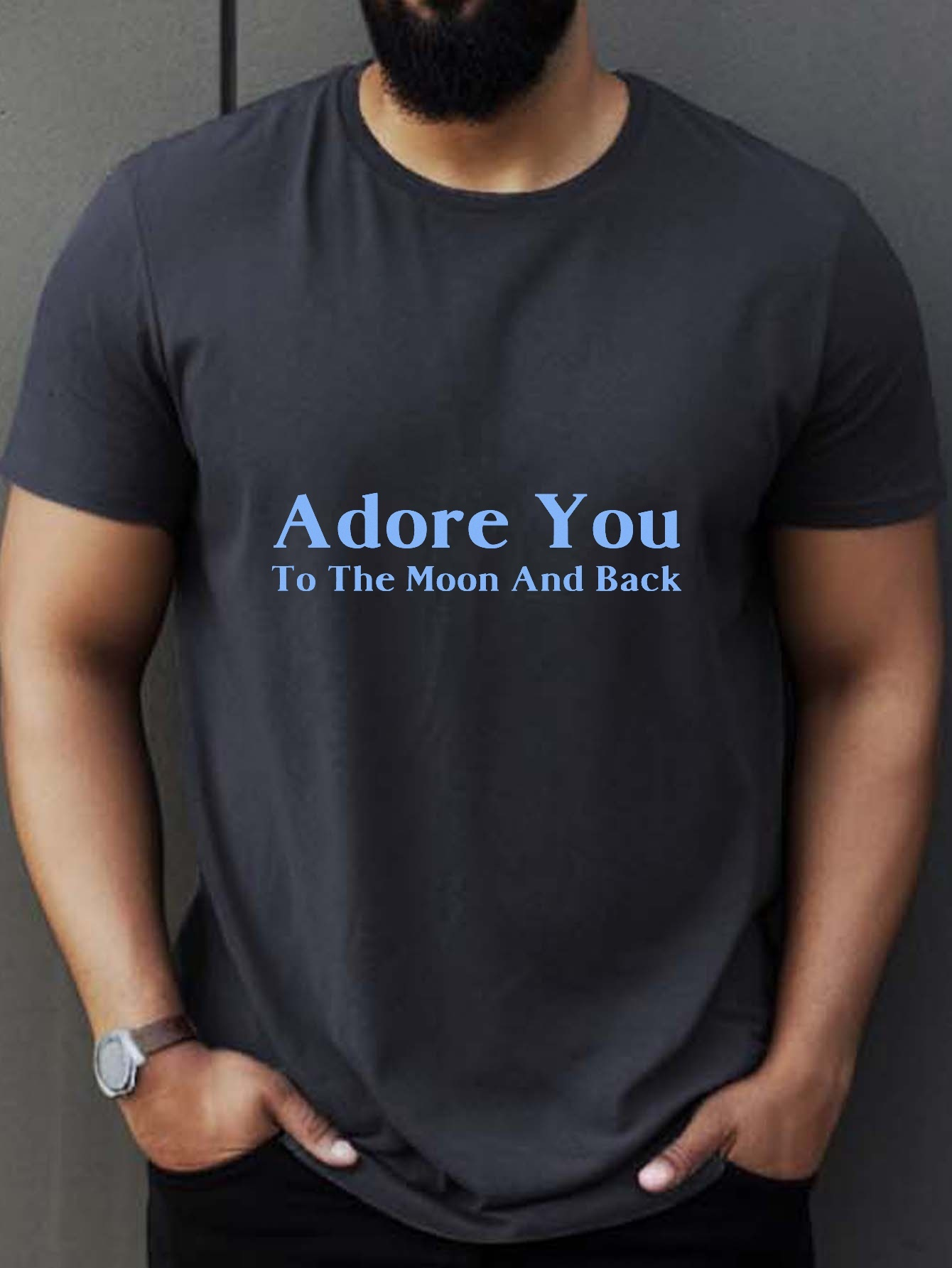 Plus Size Mænd Adore You T shirt Med Grafisk Tryk Afslappet - Temu Denmark