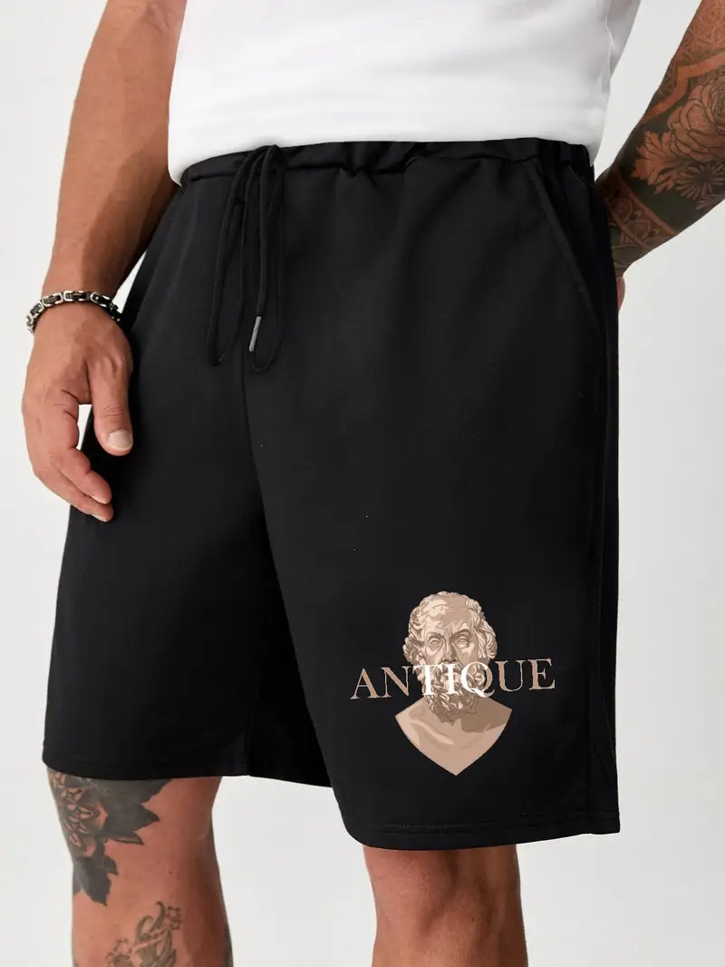 Mens Trendy Sculpture Pattern Shorts Pockets Casual Temu Canada