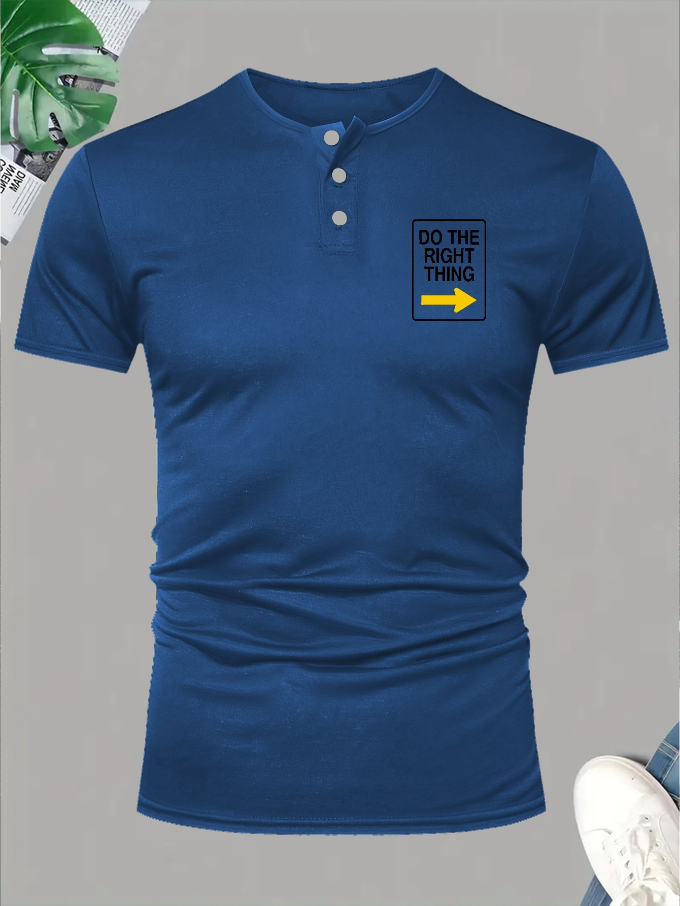 Plus Size Men's Right Thing Graphic Print Henley Shirt - Temu Canada