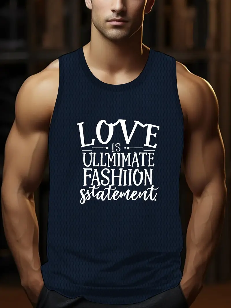 Plus Size Mens Sleeveless Tees Love Print Tank Top Temu Canada