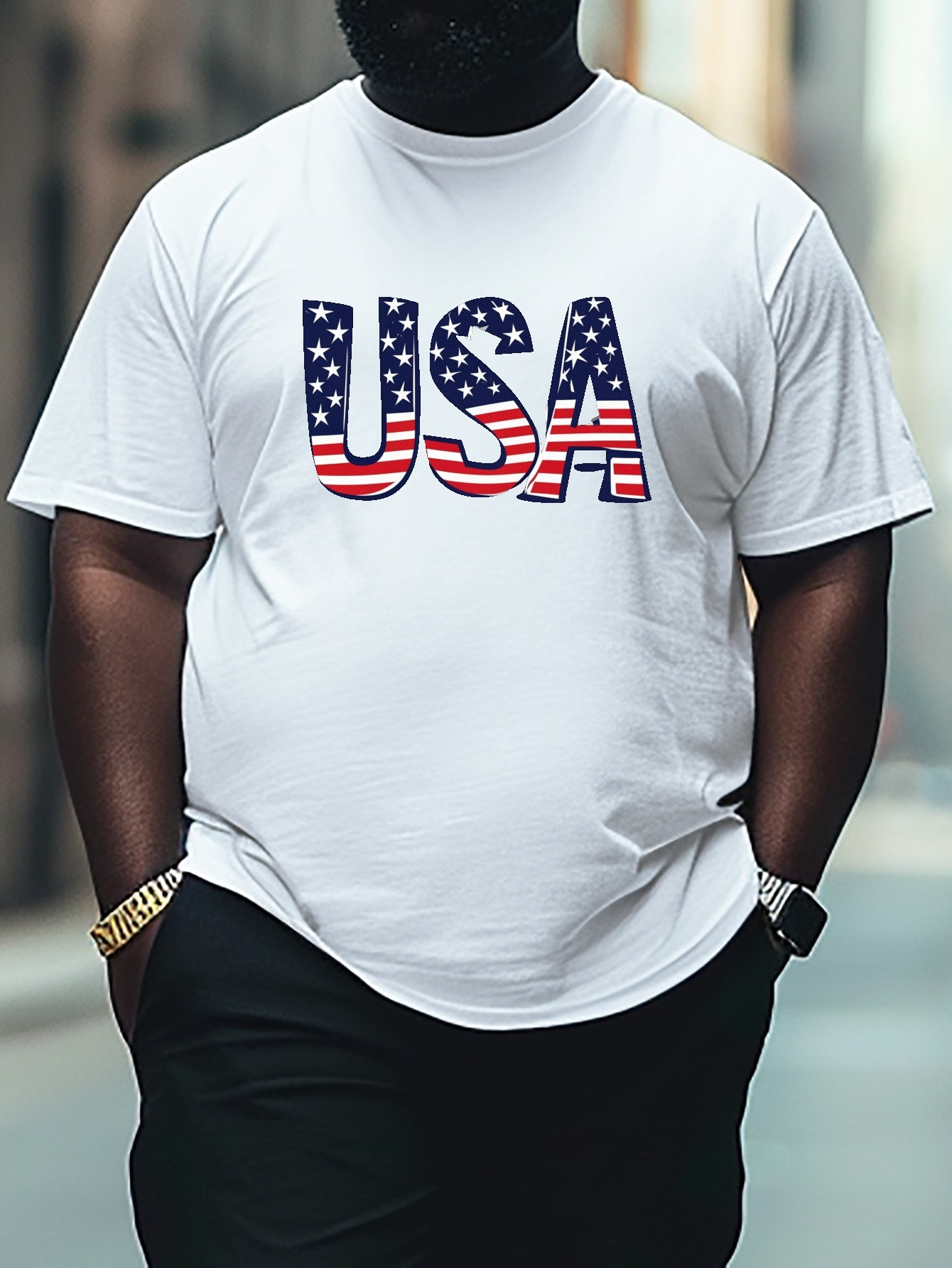 Flag Pattern Usa Print T shirt Men Trendy Short Sleeve Top - Temu Canada