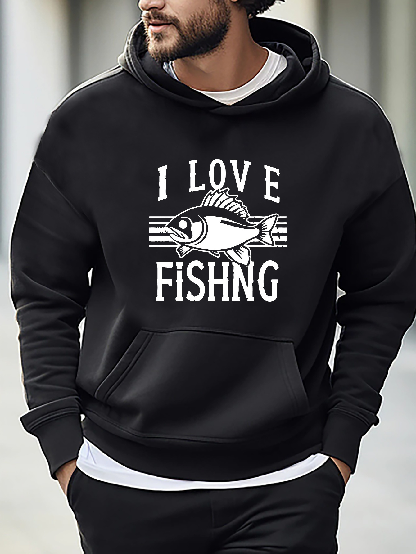 Love Fishing Pattern Print Hooded Sweatshirt Personalized - Temu Canada