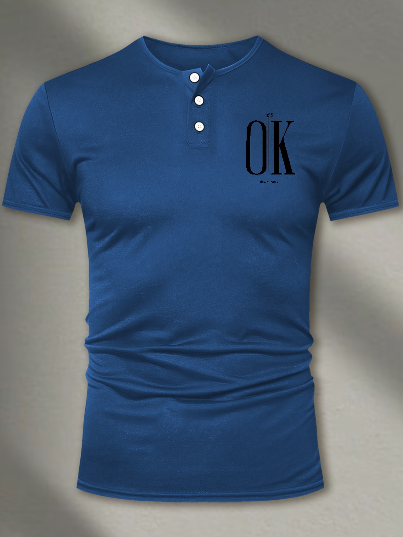 Plus Size 's Ok Don't Worry Print Men's Solid Short Sleeve - Temu Ireland