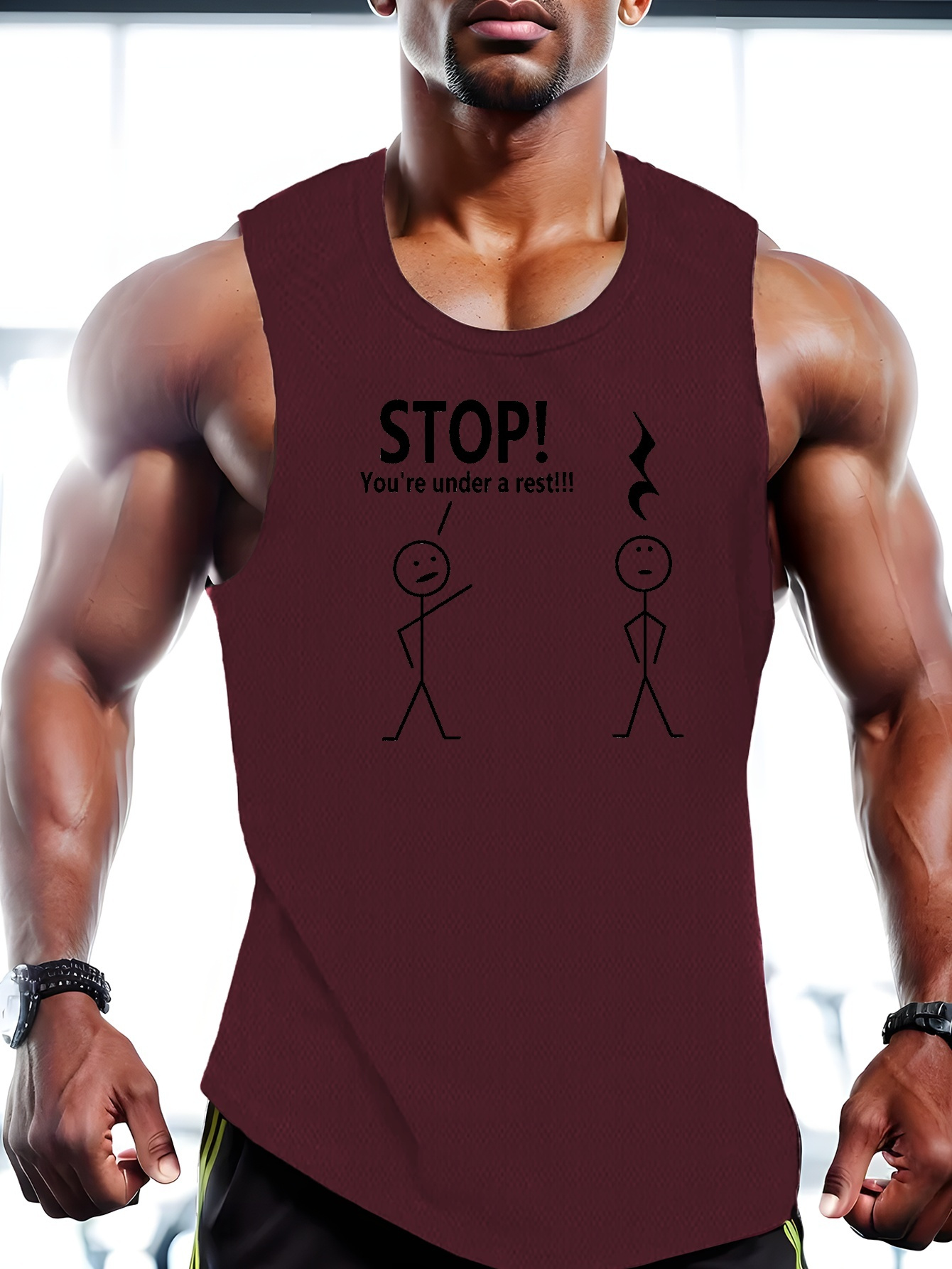 Plus Size Stick Figure Print Men's Trendy Tank Top Active - Temu New ...