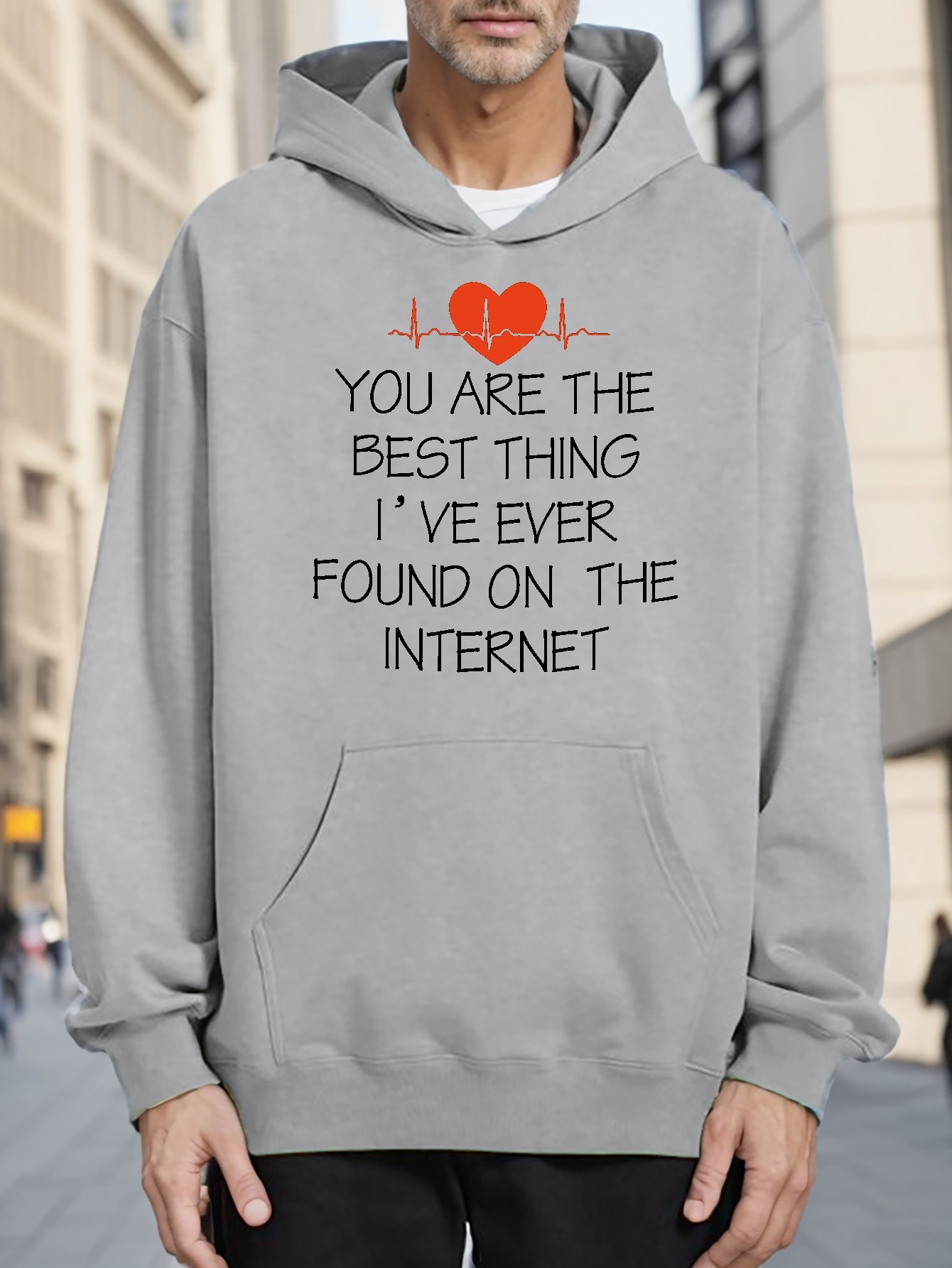 Funny Slogan Love Heart Print Kangaroo Pocket Hoodie Casual - Temu Australia