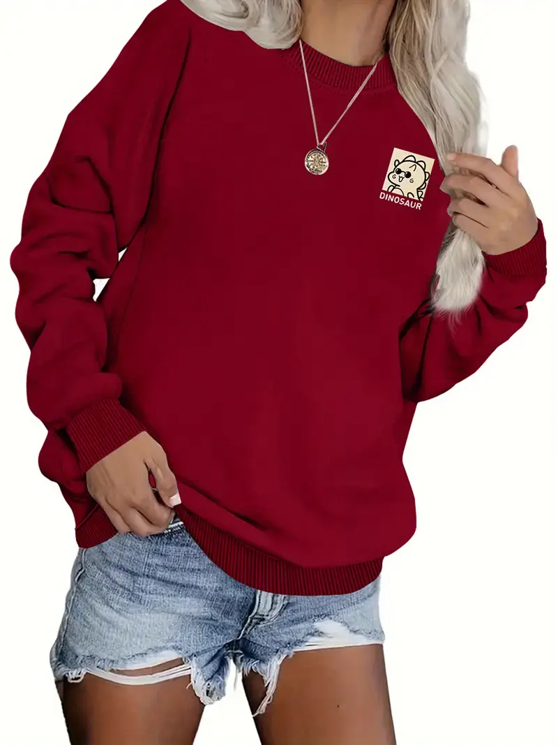 Cartoon Print Sweatshirt Plus Size Casual Long Sleeve Crew Temu New