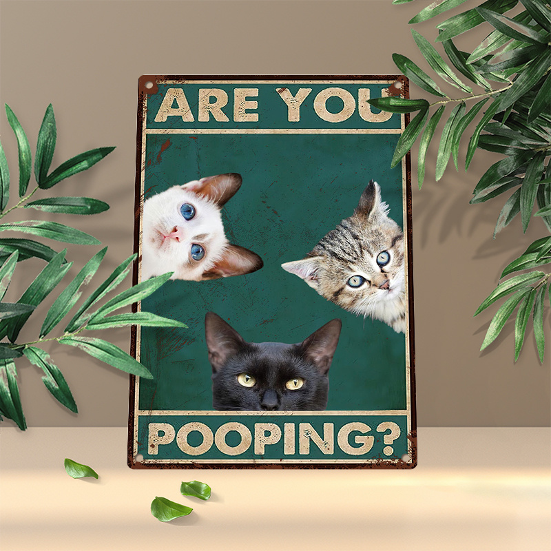 Aluminum Sign Metal Sign Retro Vintage Black Cat Pooping - Temu Australia