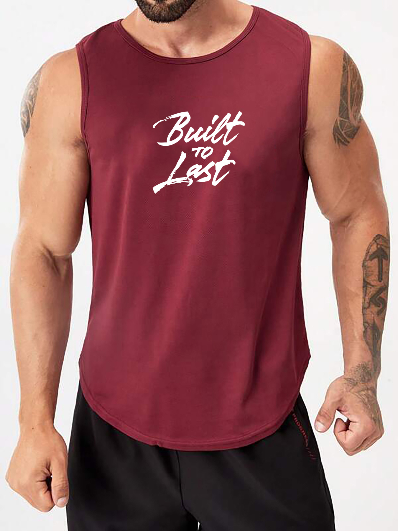 Mens Built Last Graphic Print Tank Top Causal Fashion Temu Ireland