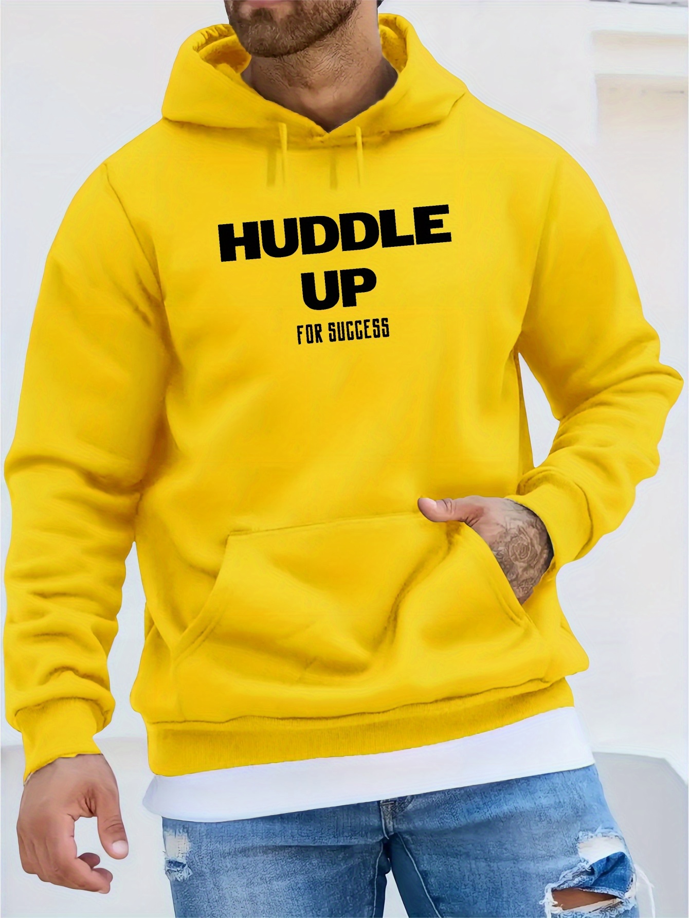 Huddle Print Men's Pullover Round Neck Hoodies Kangaroo - Temu Philippines
