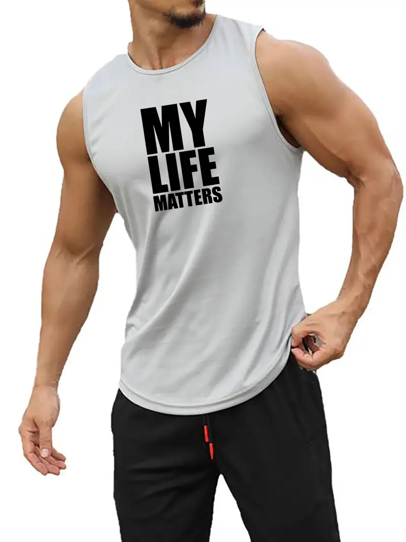 Mens Life Matters Graphic Print Tank Top Causal Fashion Temu Ireland