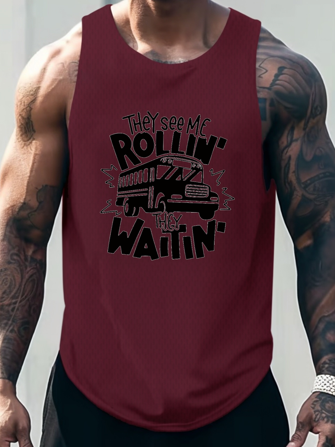 Plus Size See Rolling Car Print Men's Trendy Tank Top Active - Temu New ...