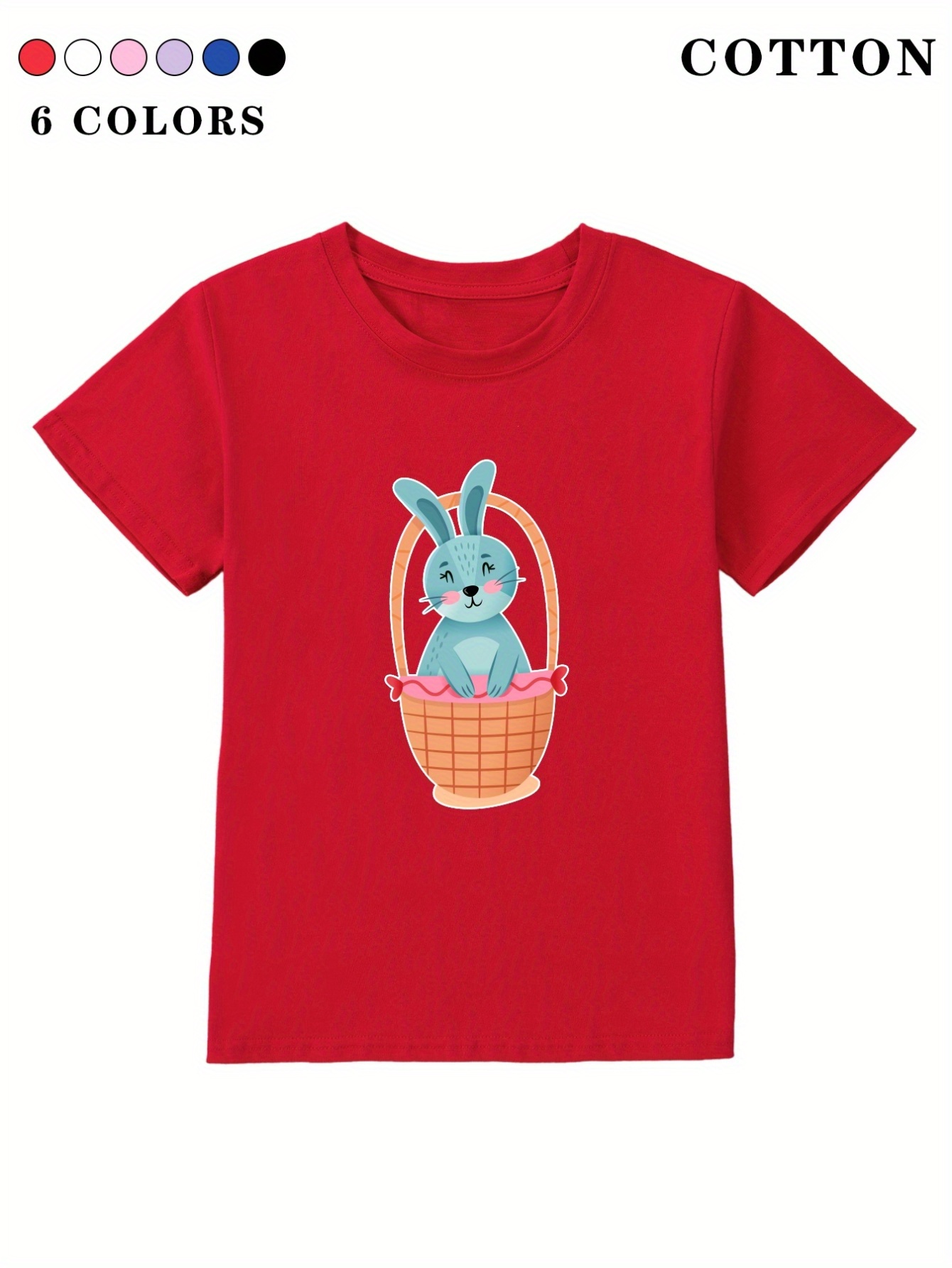 Cute Rabbit Print T shirts Easter Cartoon Girls Casual - Temu Australia