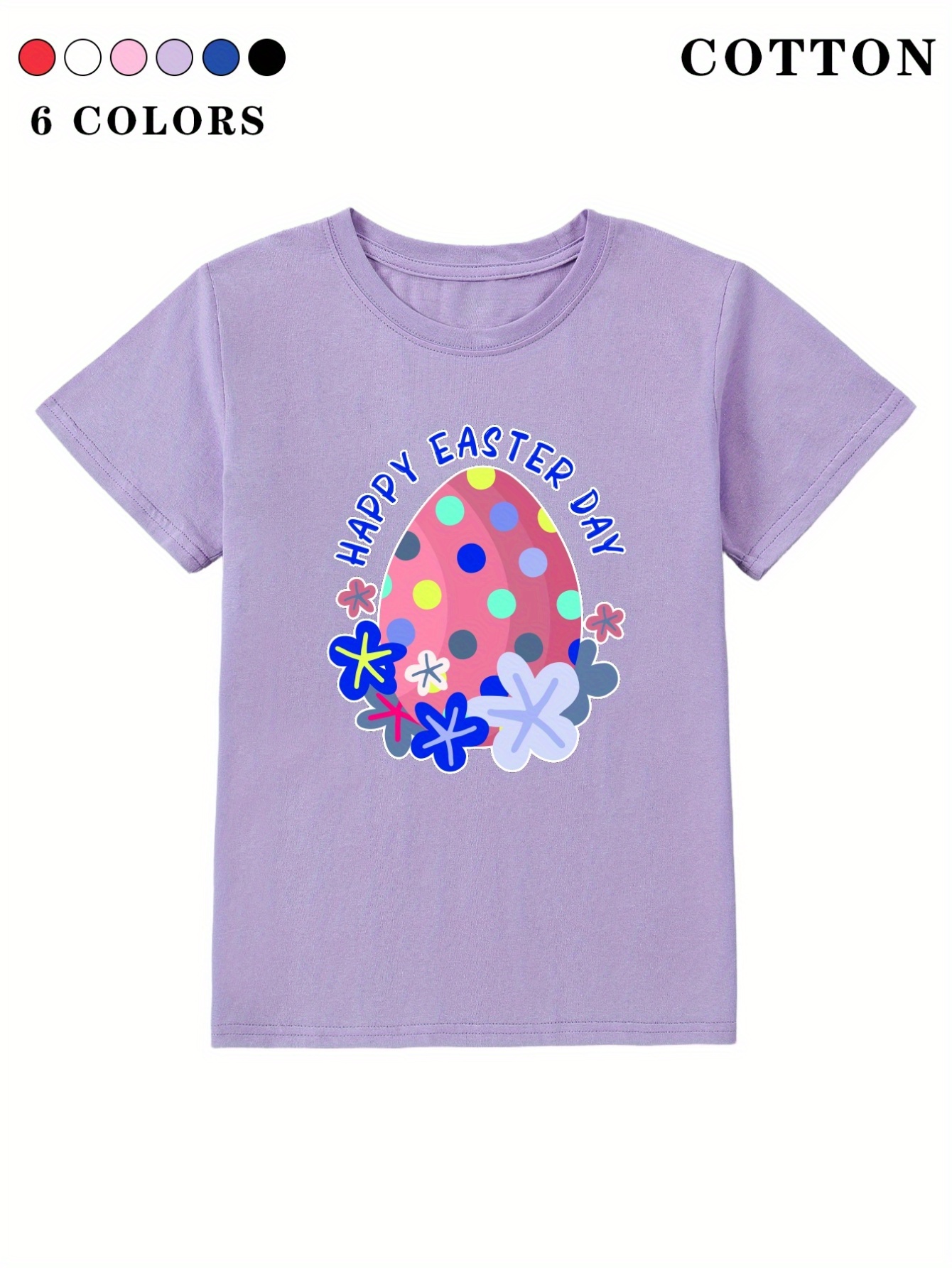 Happy Easter Egg Print T shirts Girls Casual Graphic Tee - Temu Australia
